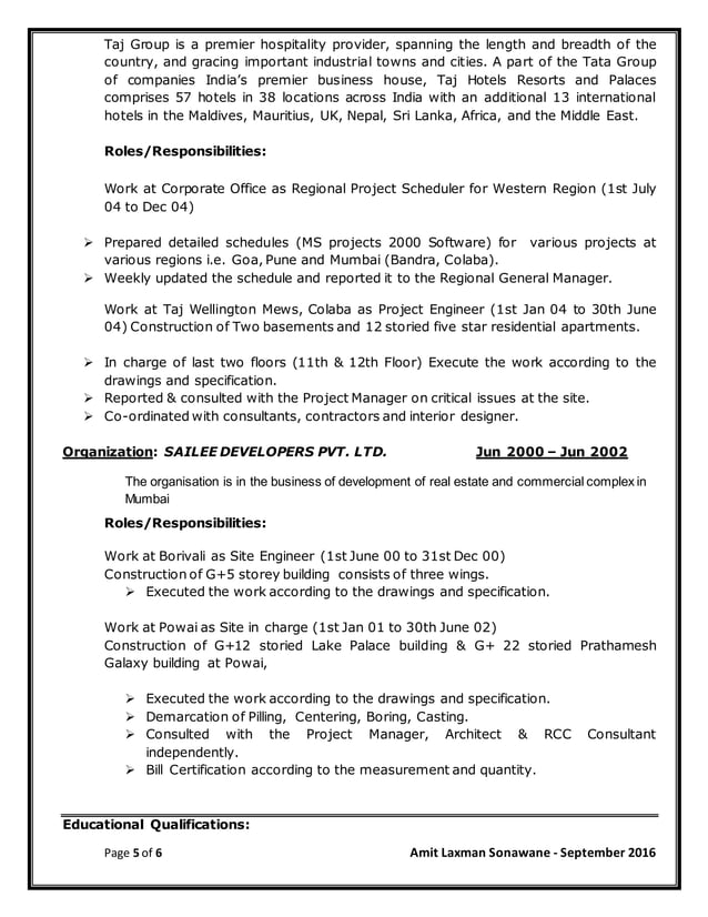 Resume of Amit Sonawane Sep 16 | PDF