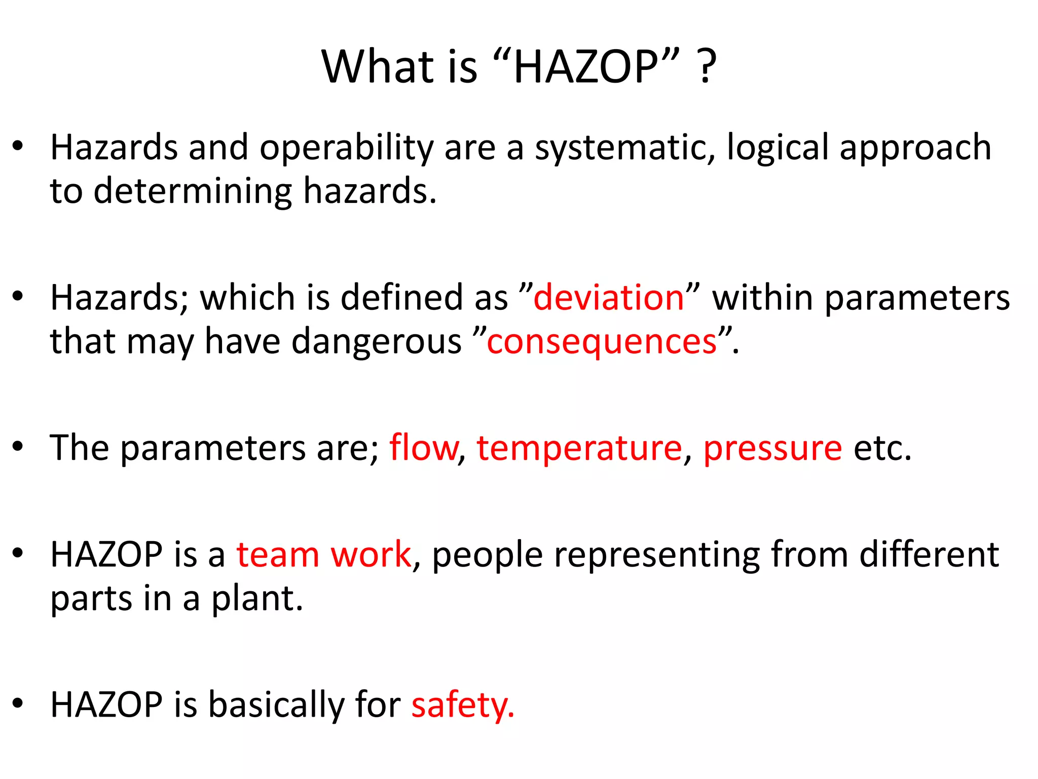 INTRODUCTION & BASIS OF HAZOP | PPTX