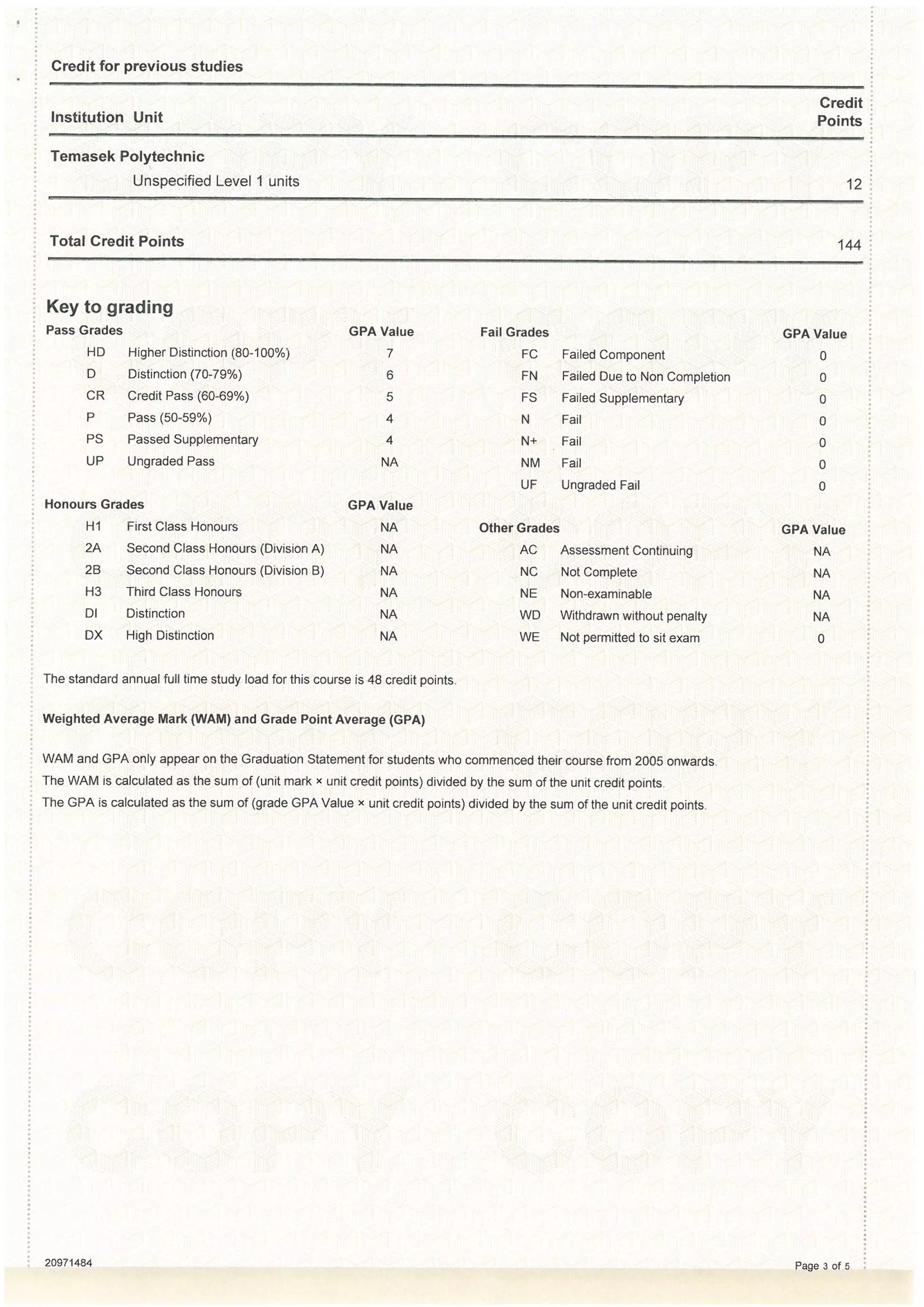 Bachelor Transcript | PDF