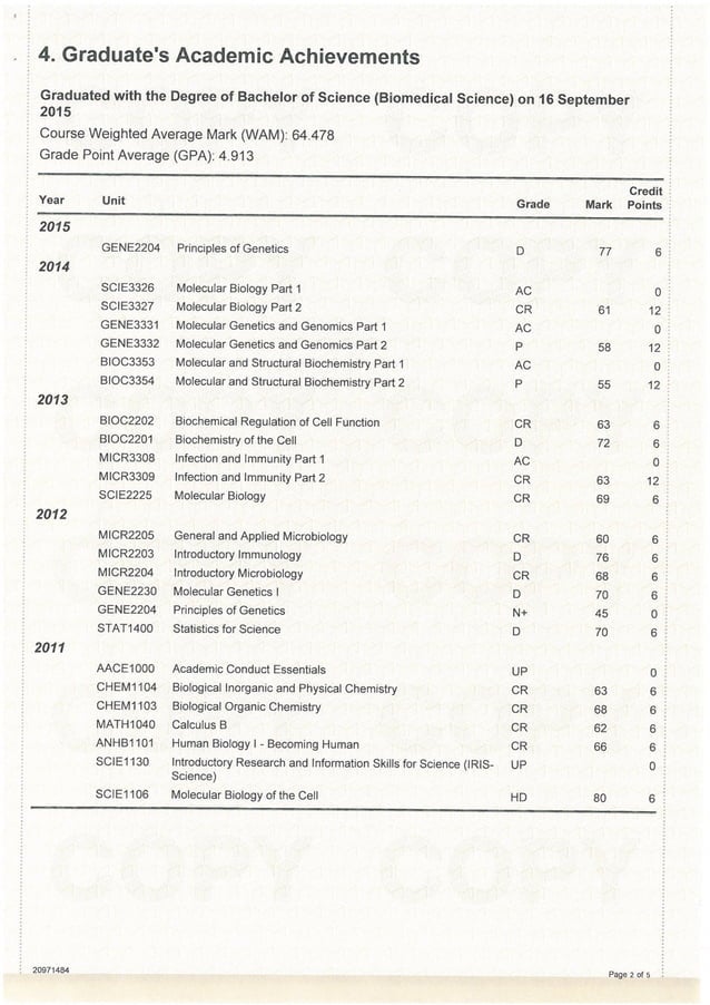 Bachelor Transcript | PDF