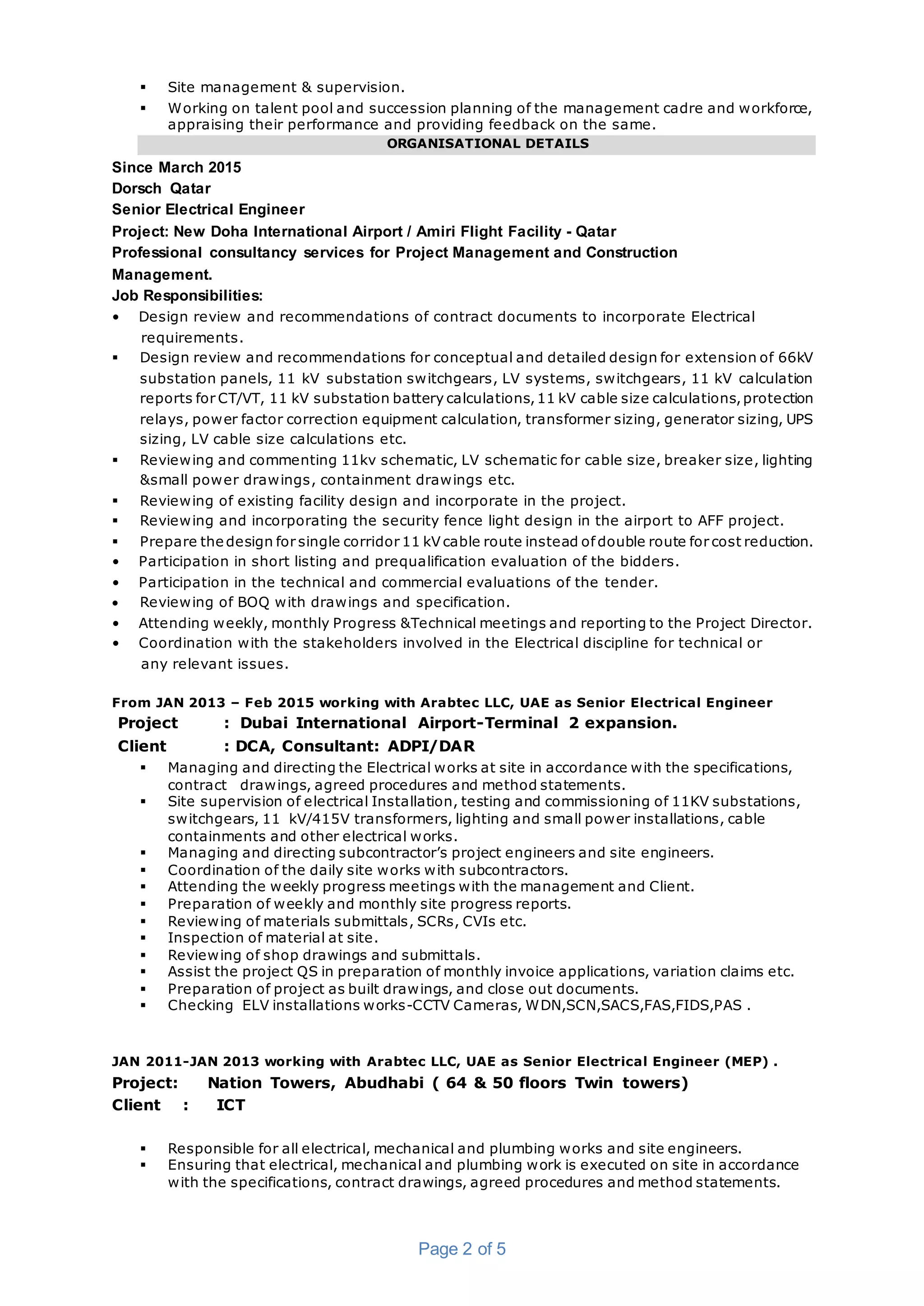 Dilish Pareed CV-Senior Electrical Engineer-construction,consultant | DOCX