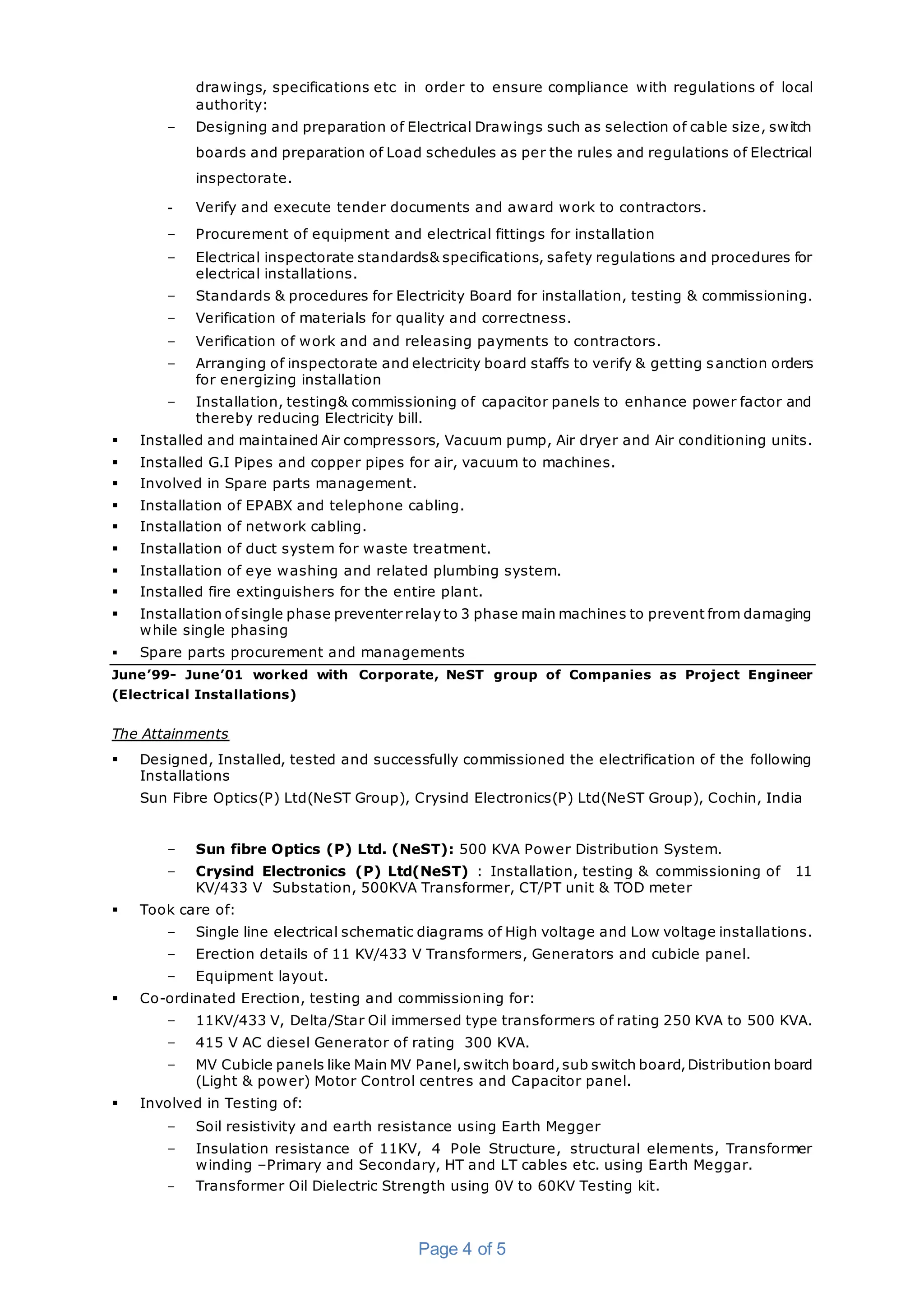 Dilish Pareed CV-Senior Electrical Engineer-construction,consultant | DOCX