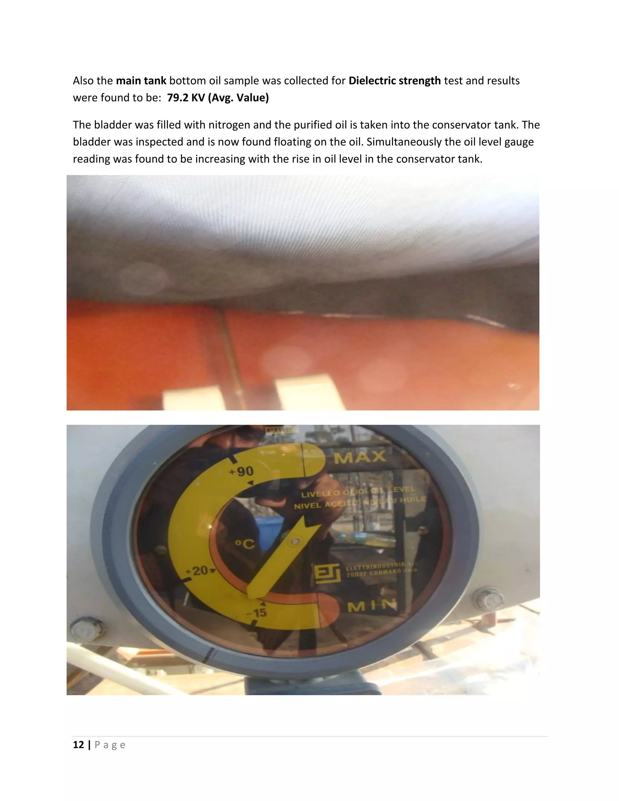 Transformer Bladder Replacement work Report | PDF