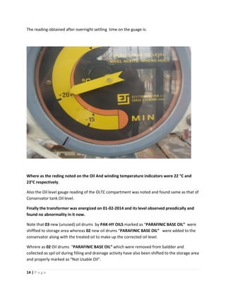 Transformer Bladder Replacement work Report | PDF