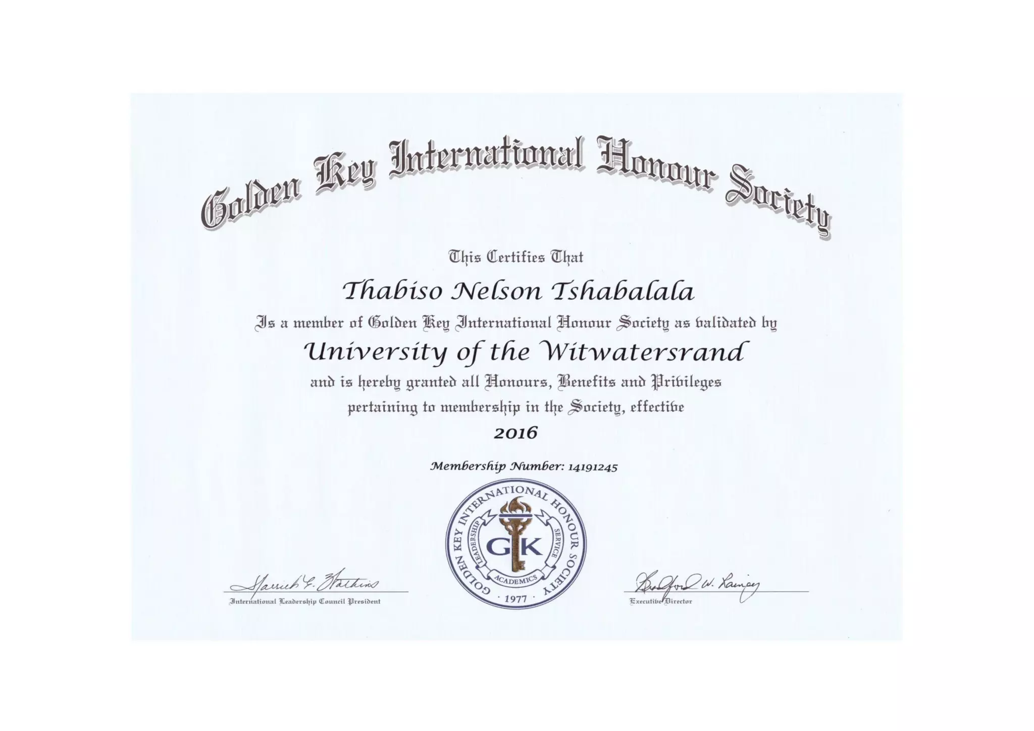 Golden Key Cirtificate | PDF