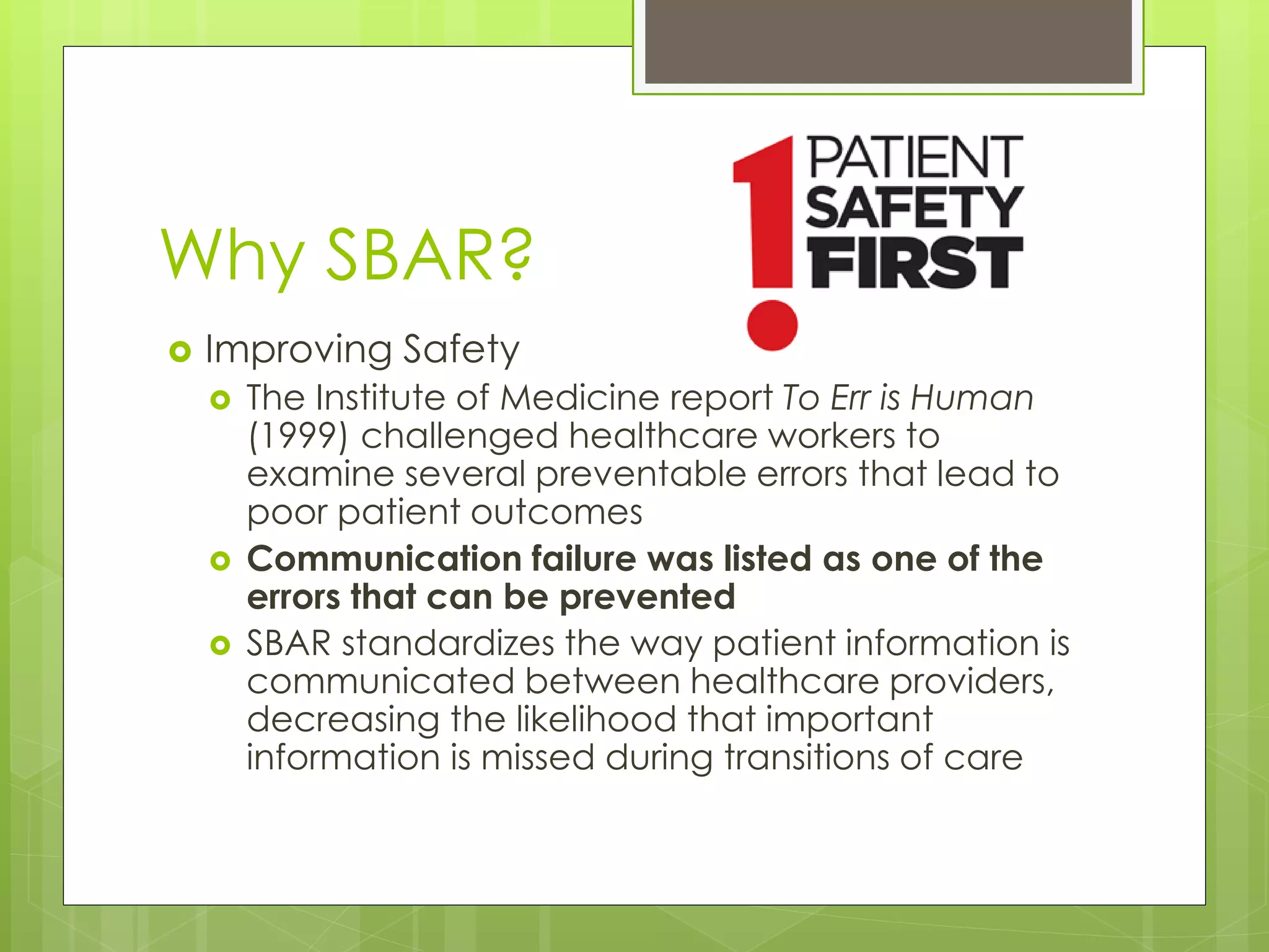 Giving SBAR Report | PDF | First Aid | Injuries