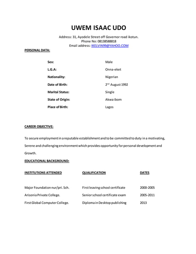 UWEM ISAAC UDO2 | DOCX | Careers