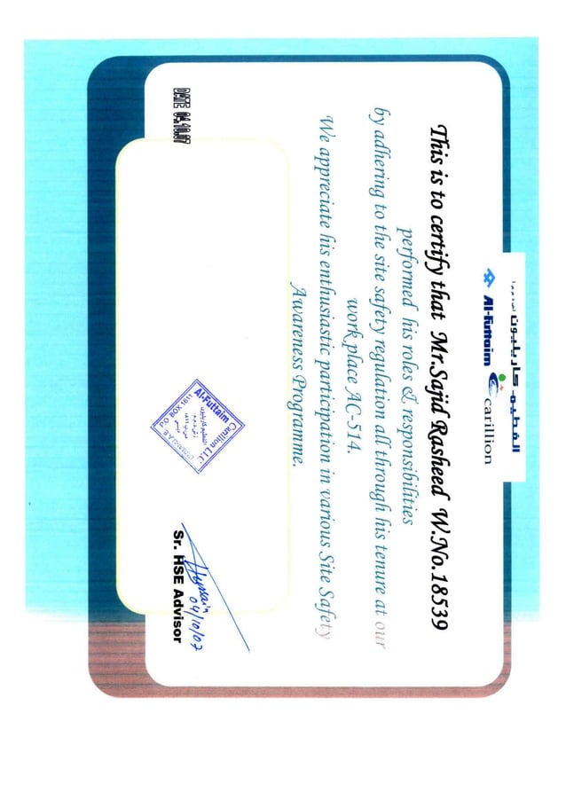 04-Safety Rols & Resp. Certificate | PDF