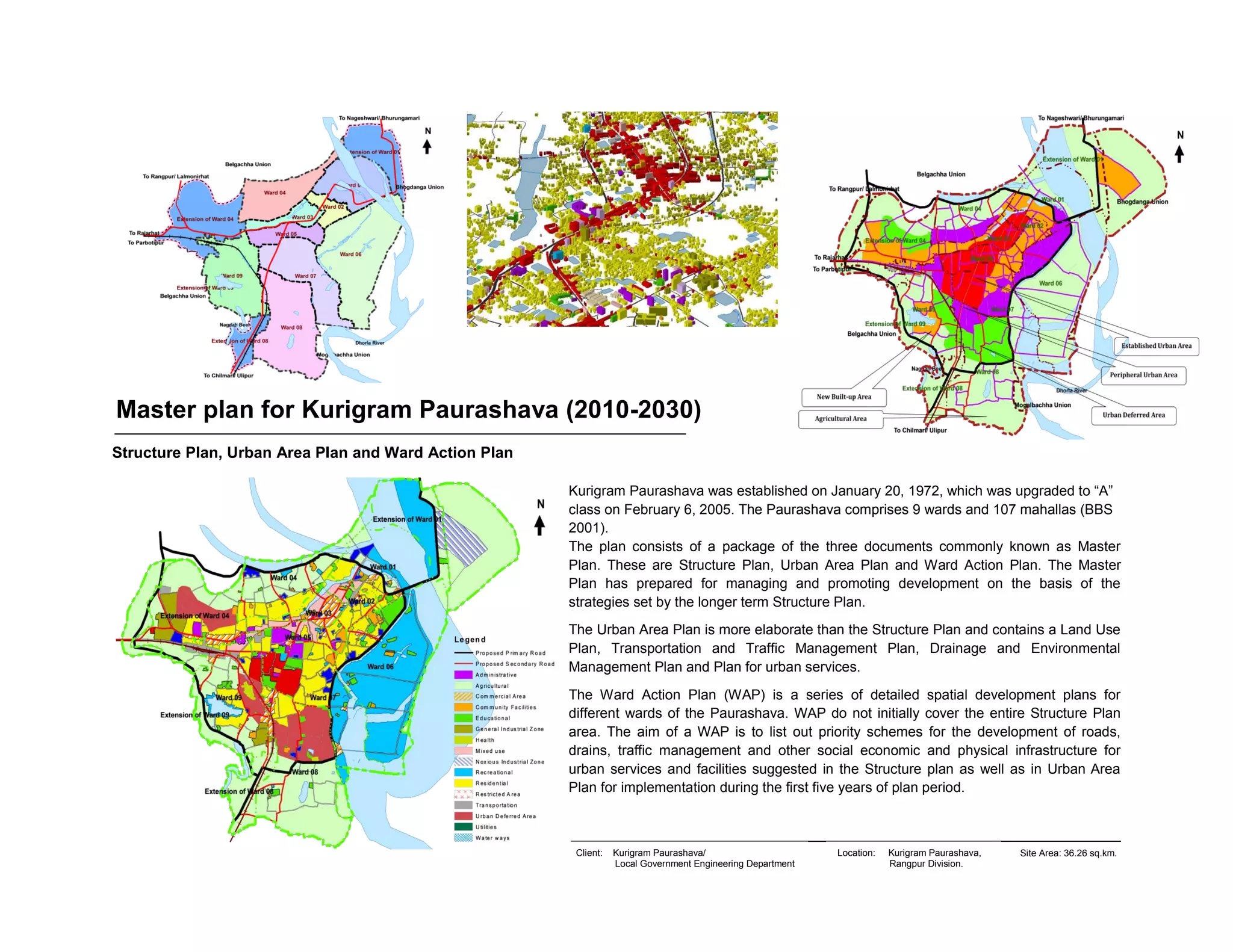 Master Plan of Kurigram Pourashava | PDF