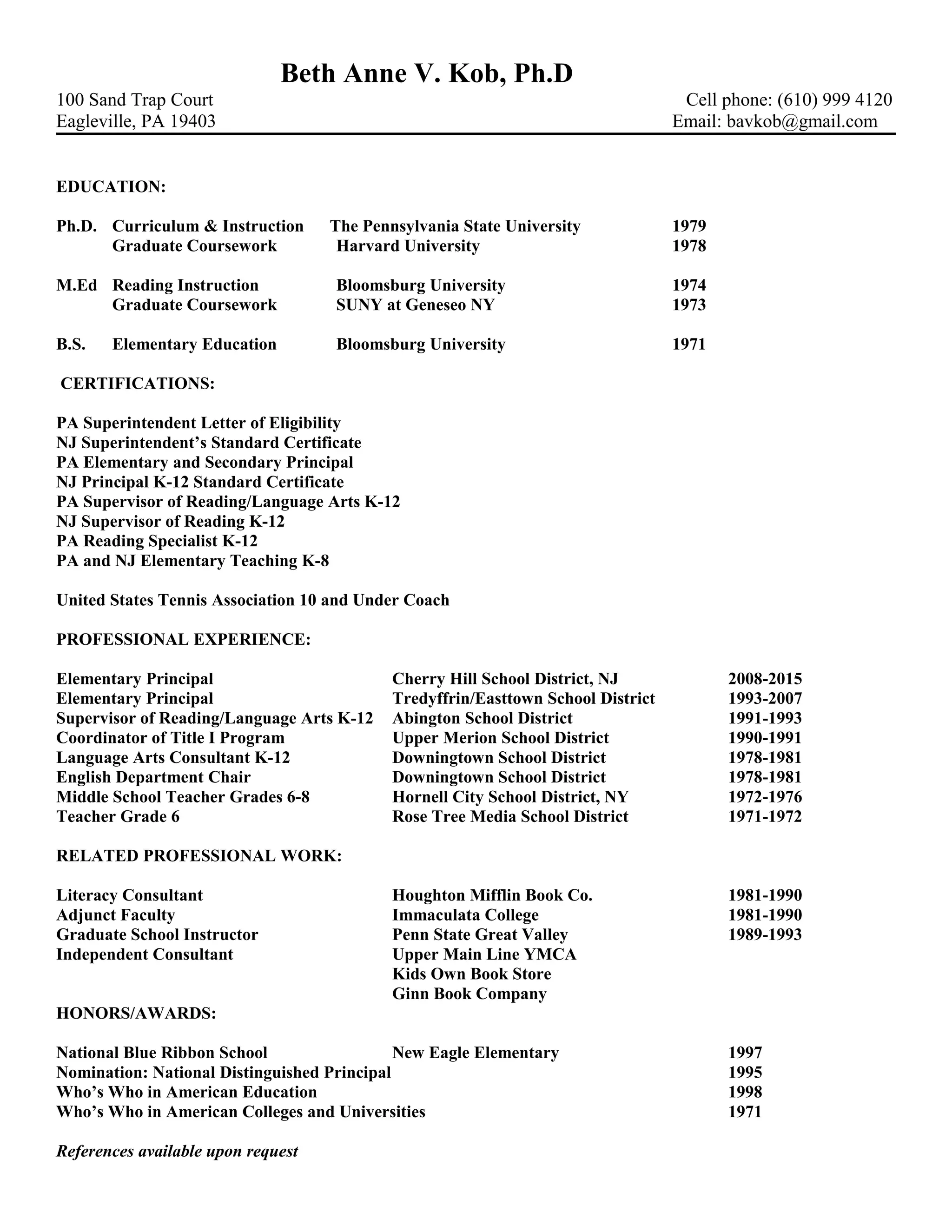 Dr. Kob 2015 resume | DOC