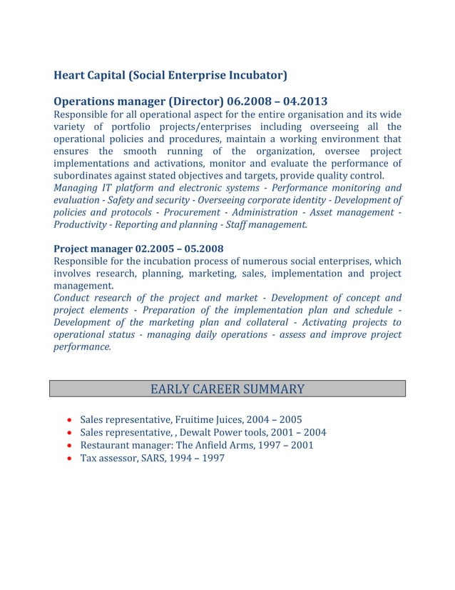 CV - Jacques Swart 2015 | PDF