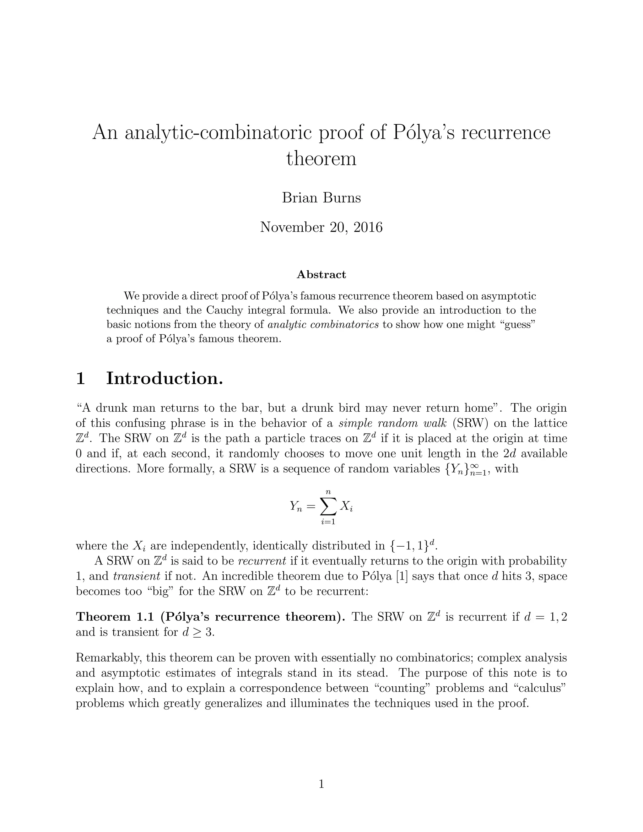 Polya recurrence | PDF