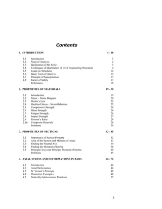 Contents-Strength of Materials & Structural Analysis AKJ | PDF