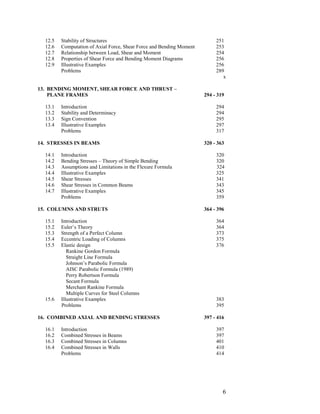 Contents-Strength of Materials & Structural Analysis AKJ | PDF