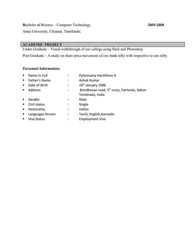 Hari Resume (2) | PDF