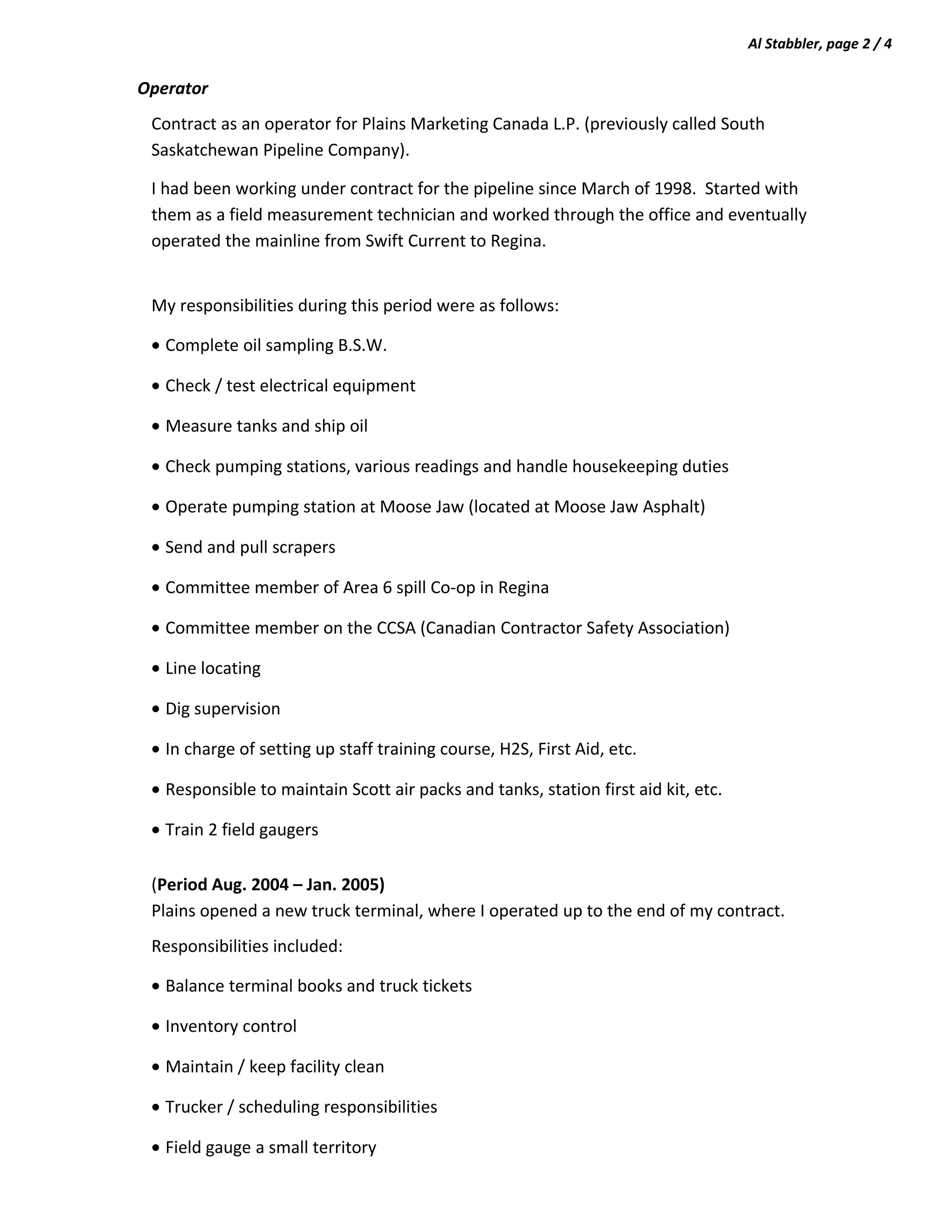 Al Stabbler Resume | DOC