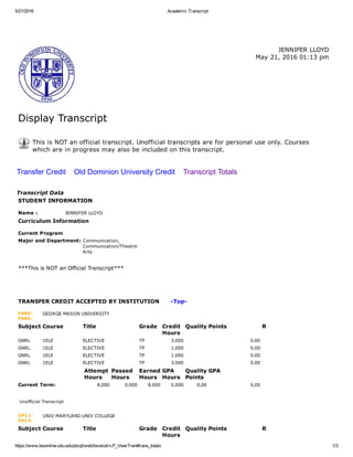 Academic Transcript 2016 | PDF