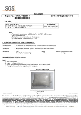 DMF & PCP Test Report Latest | PDF
