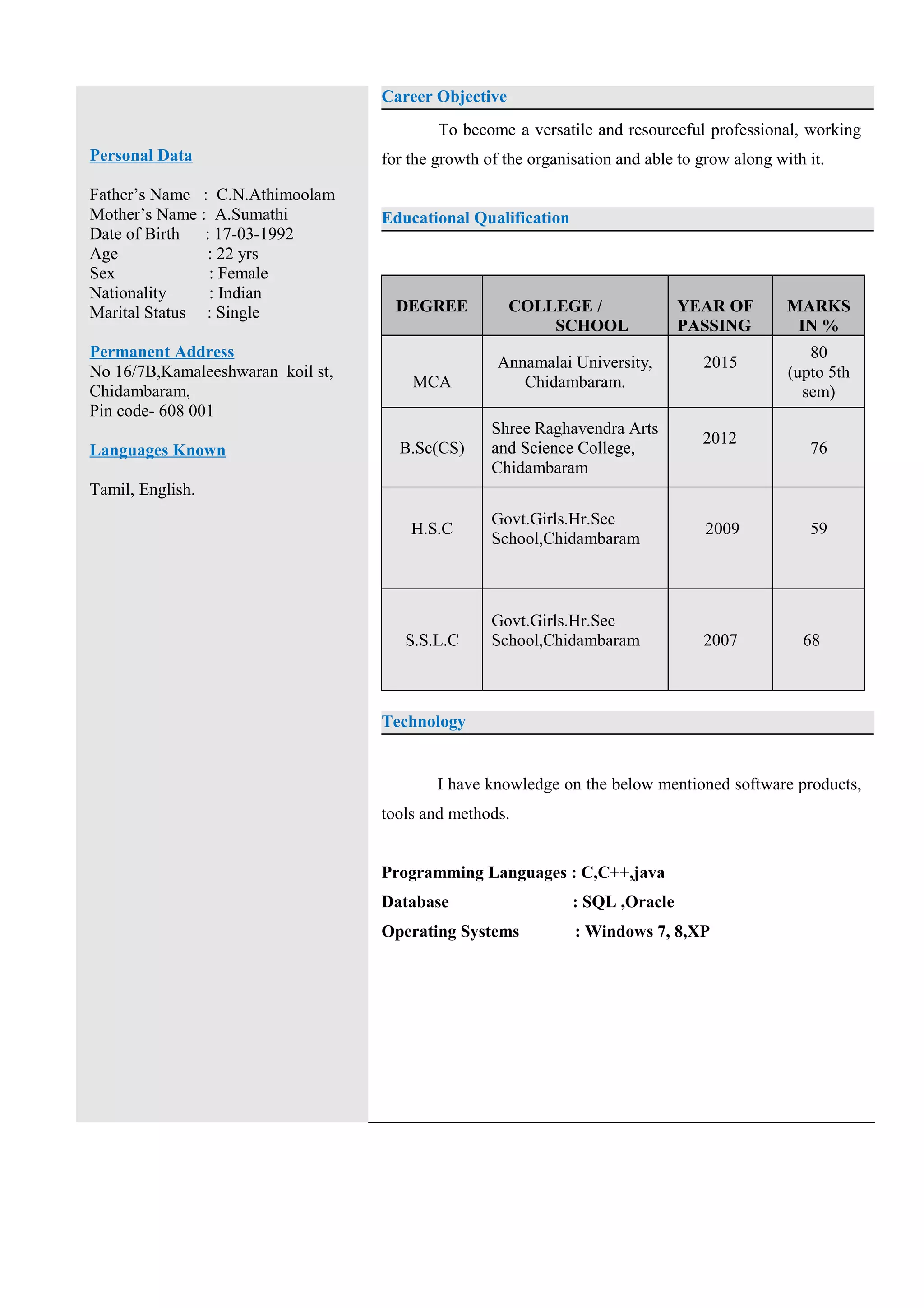 kowsi resume-1 | DOC