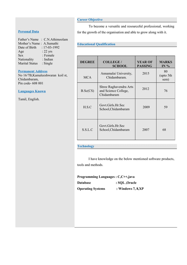 kowsi resume-1 | DOC | Programming Languages | Computing