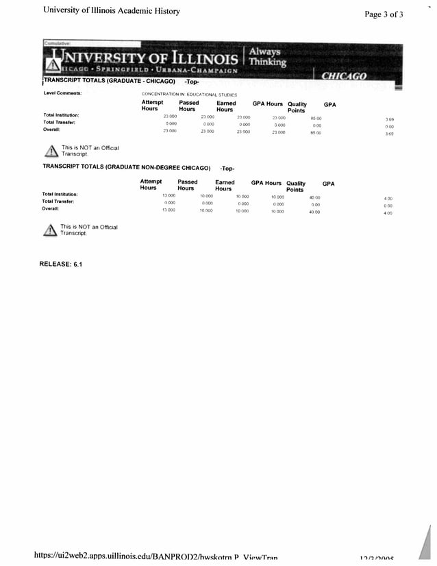 UIC- Unofficial Transcripts | PDF
