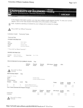 UIC- Unofficial Transcripts | PDF