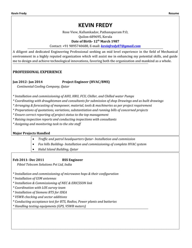 kevin new resume | DOC | Civil Engineering Industry | Industries