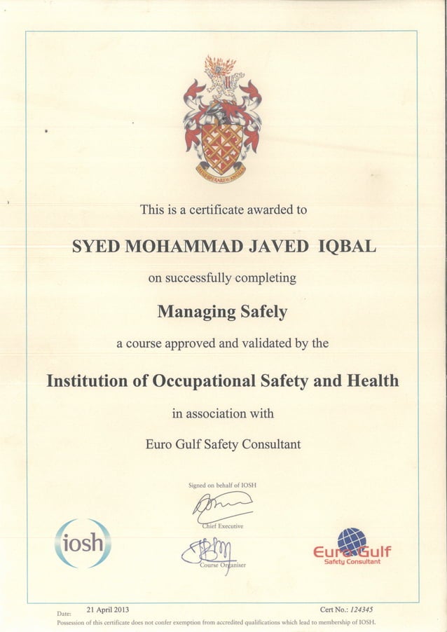 1) IOSH (Managing Safely) | PDF