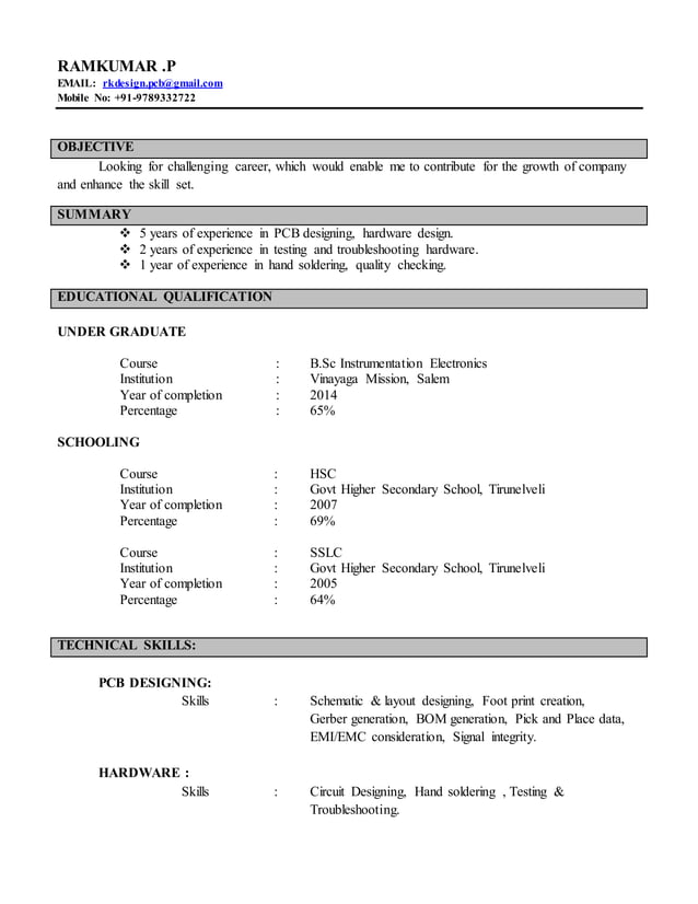 Resume(RamKumar) | PDF