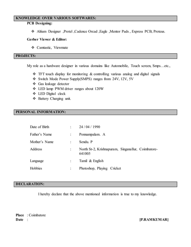 Resume(RamKumar) | PDF