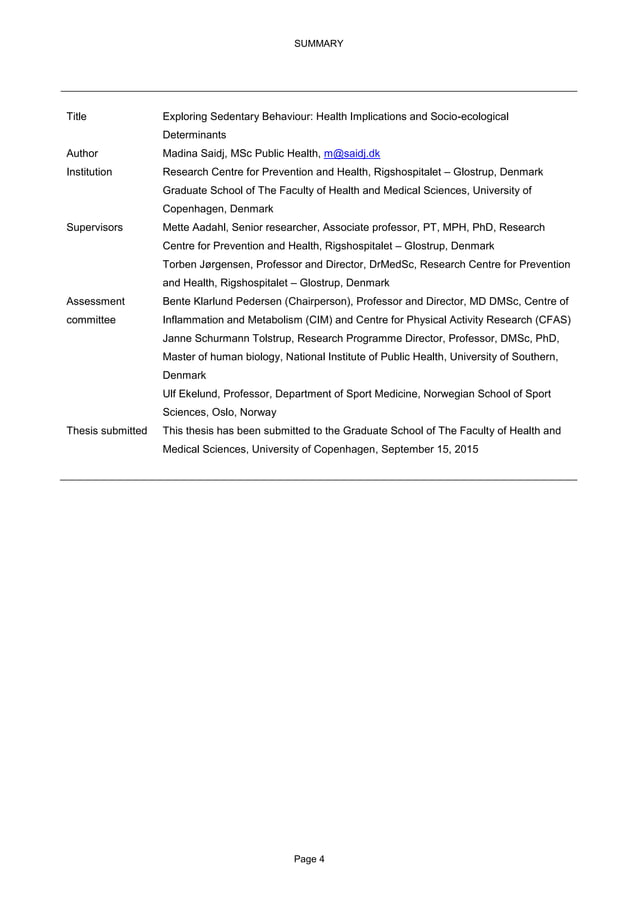 Thesis summary preface Madina Saidj | PDF