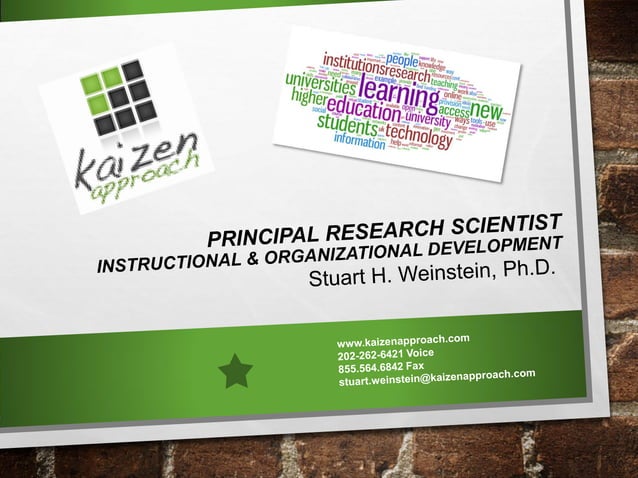 Stuart Weinstein - Principal Research Scientist - Kaizen Approach, Inc ...