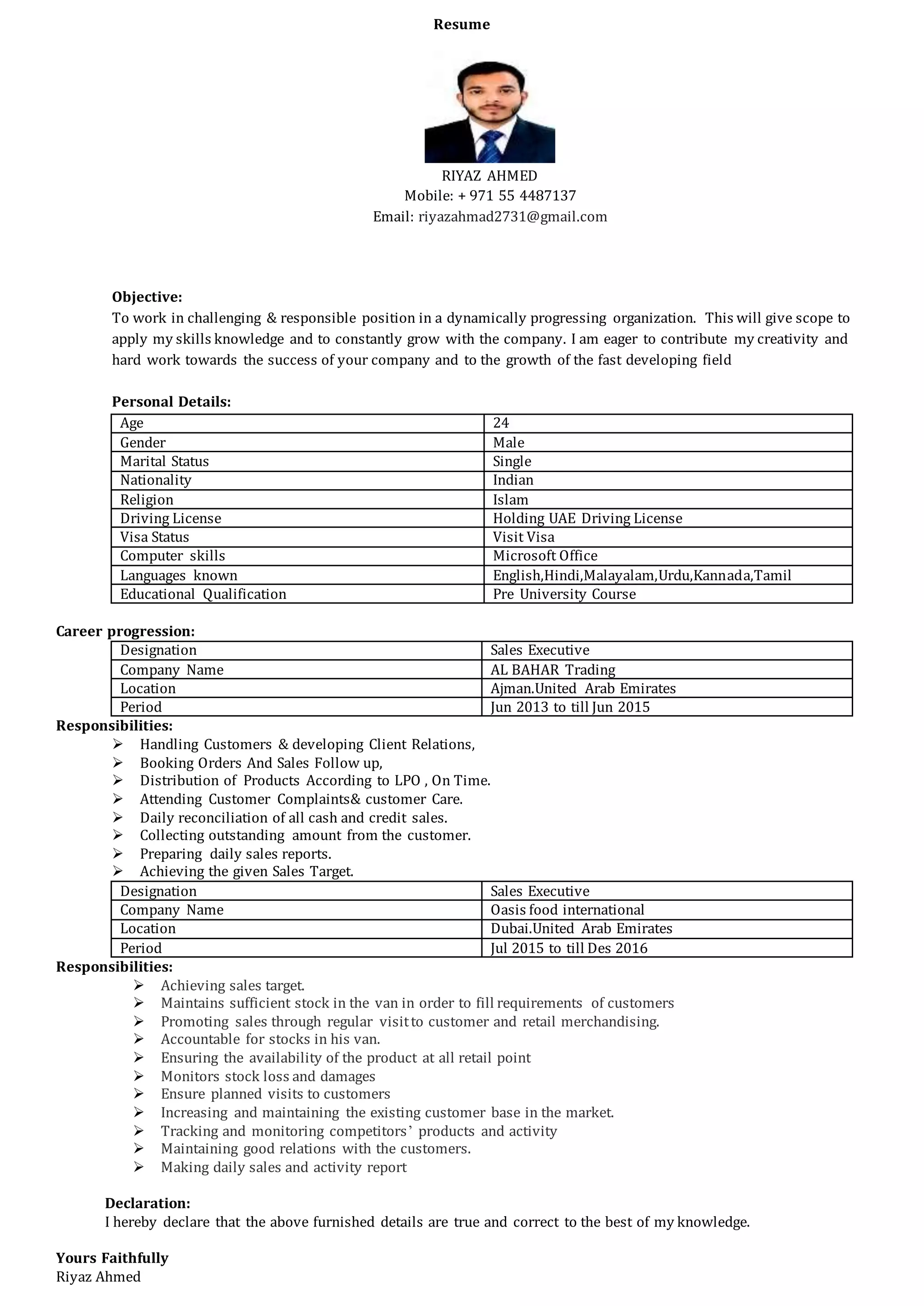 cv riyaz (1) (2) - Copy | DOCX