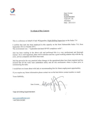 Reference from Jean Averan Drilling Superintendent Total EP UK | PDF
