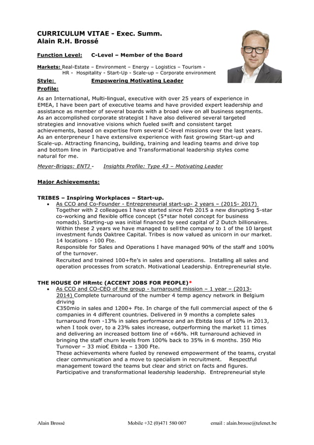 Alain Brosse - EXEC RES UK 012017 | PDF