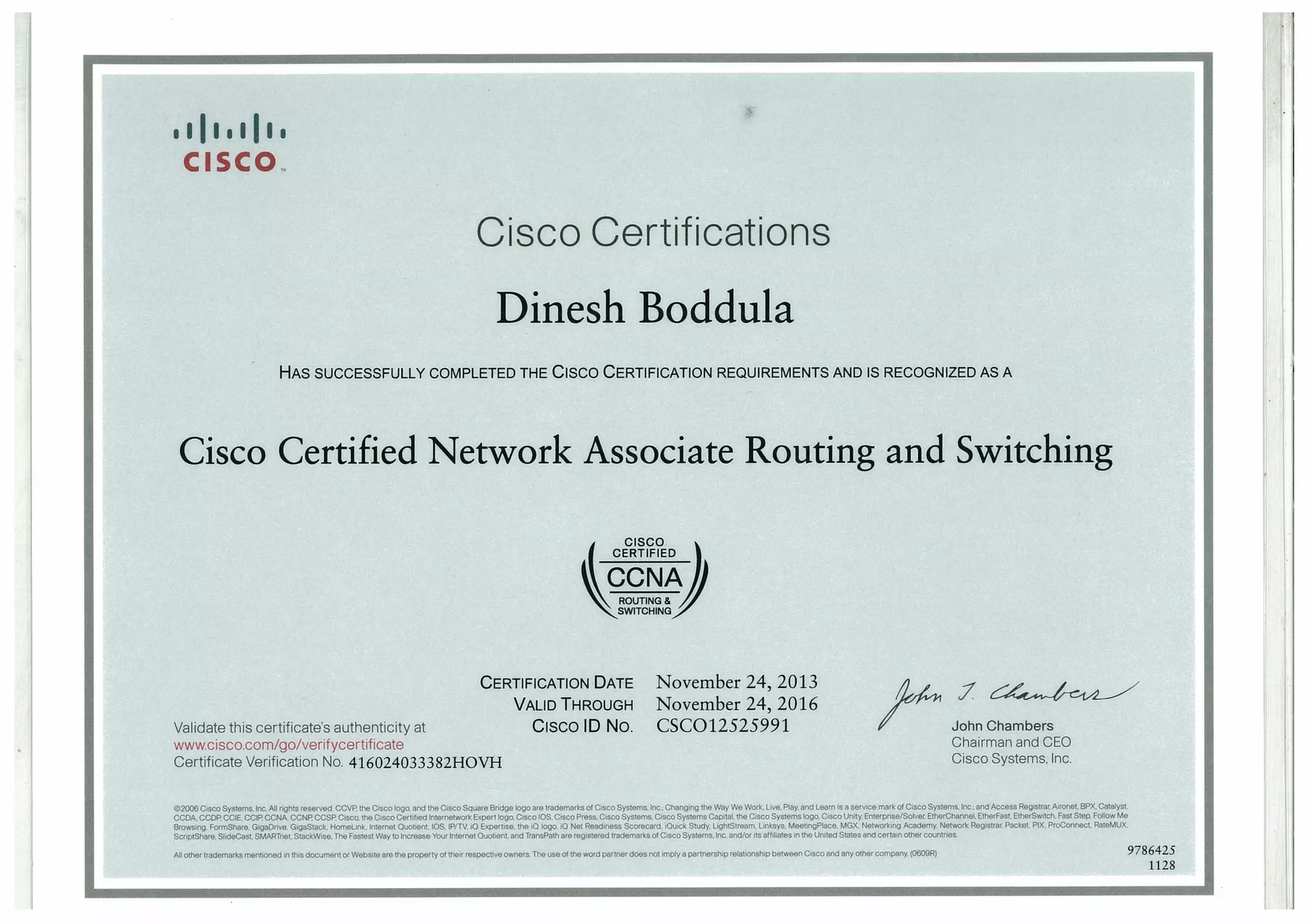 CCNA Certificate | PDF