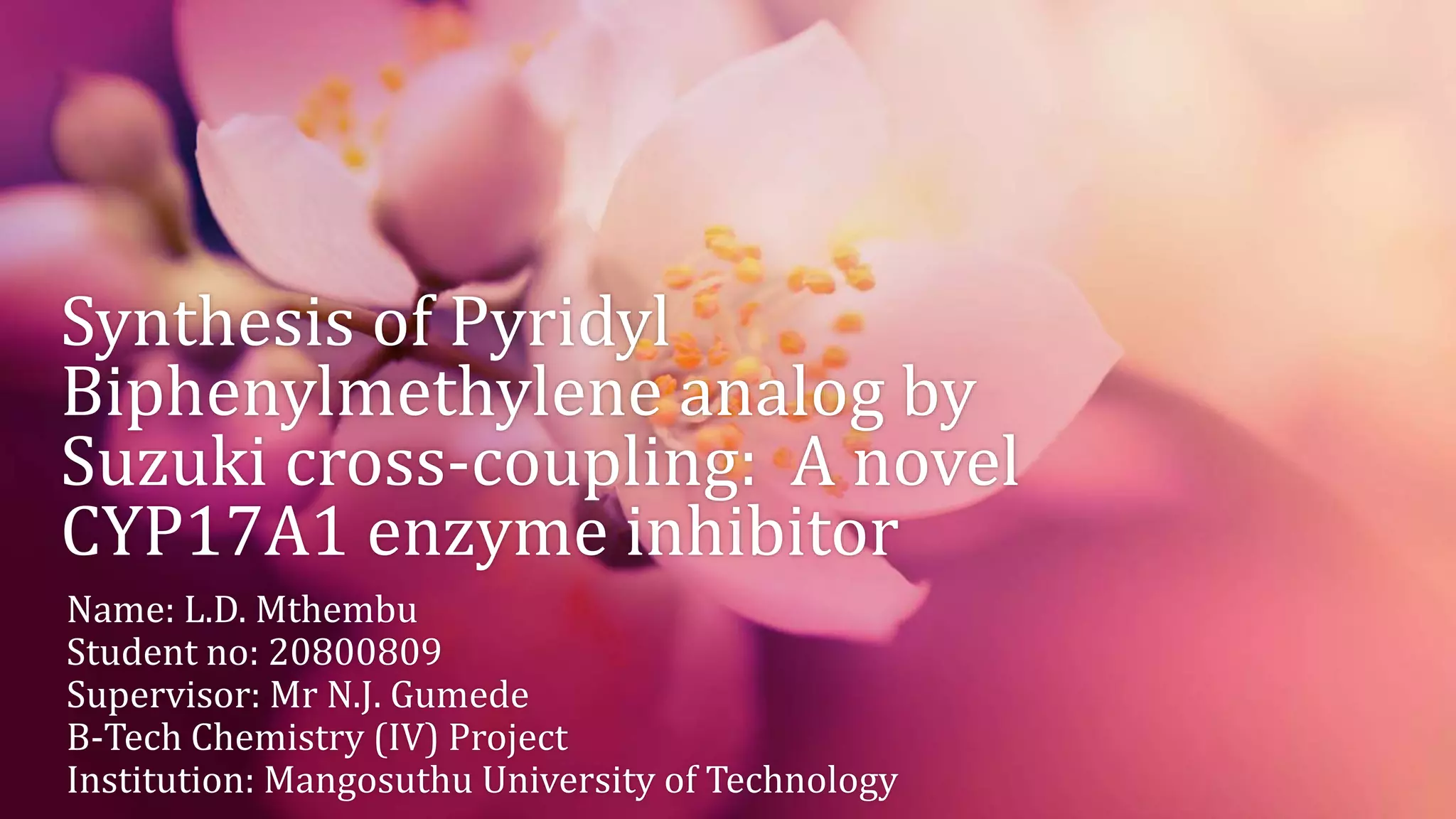 Synthesis of Pyridyl Biphenylmethylene analog by Suzuki cross-coupling ...