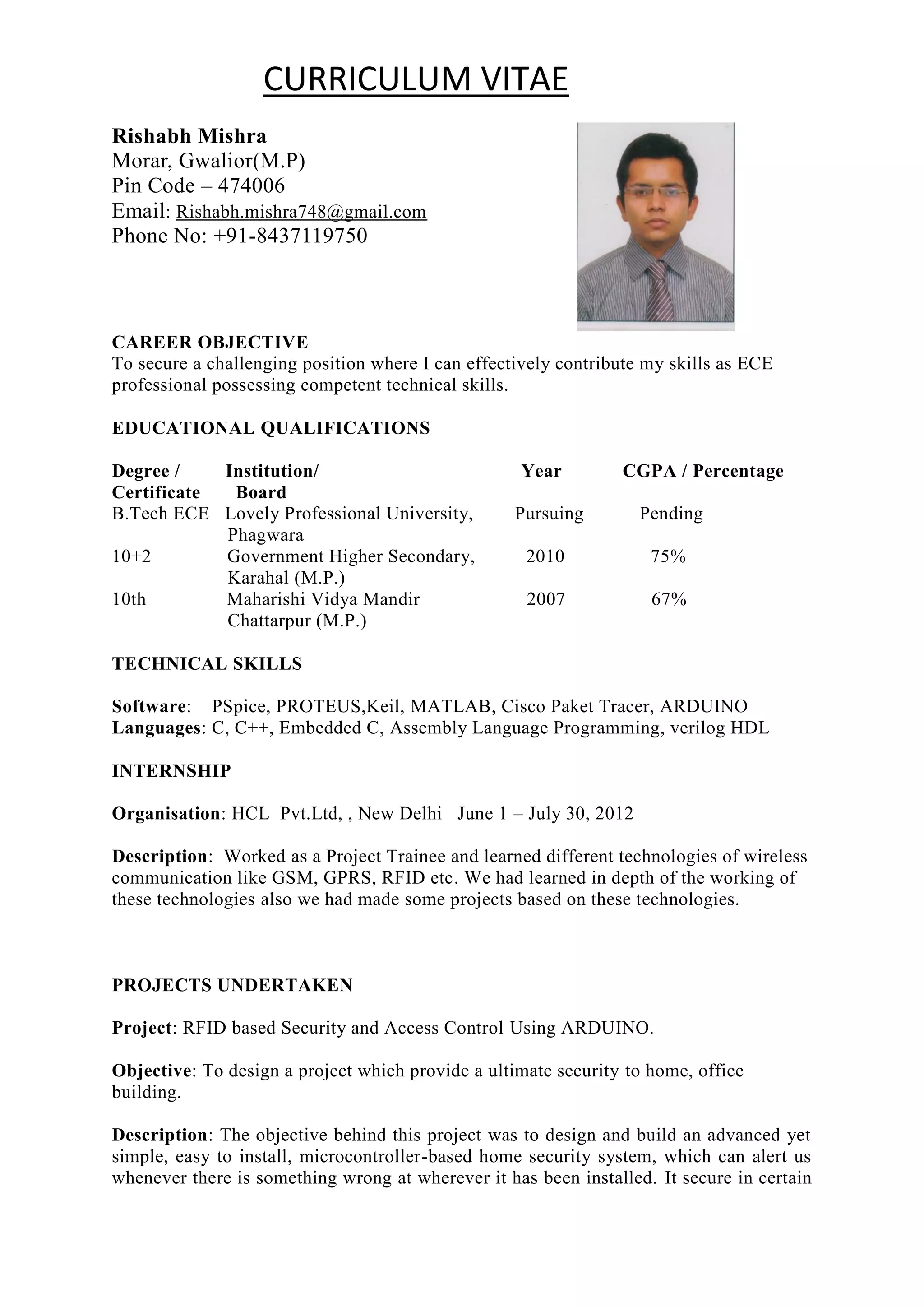 Rishabh Mishra cv | PDF