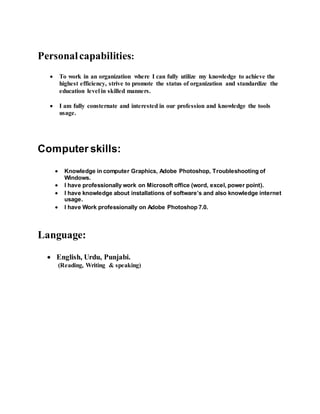 zain cv-02 | DOCX | Technology & Computing