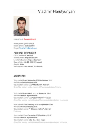 CV. | PDF | Pharmaceutical Industry | Industries