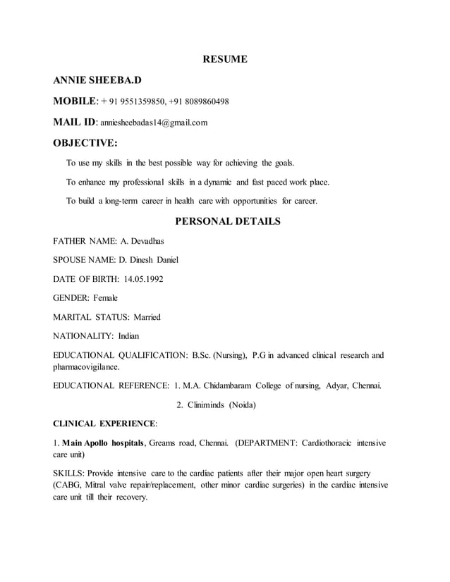 ANNIE RESUME_1 | DOCX | Healthcare Industry | Industries