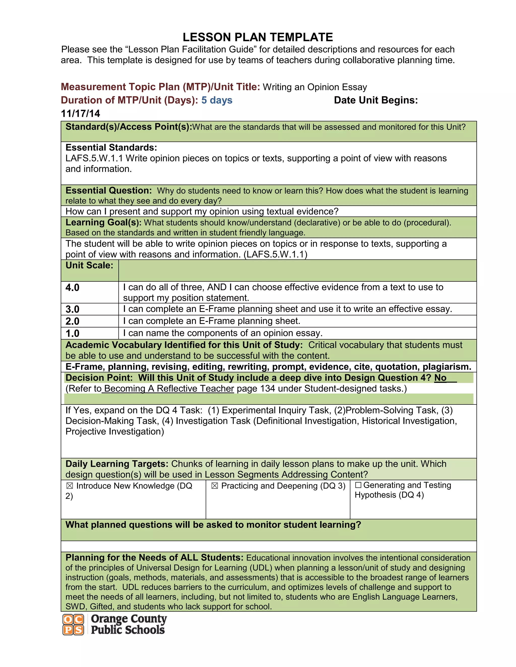 Opinion Writing | DOCX