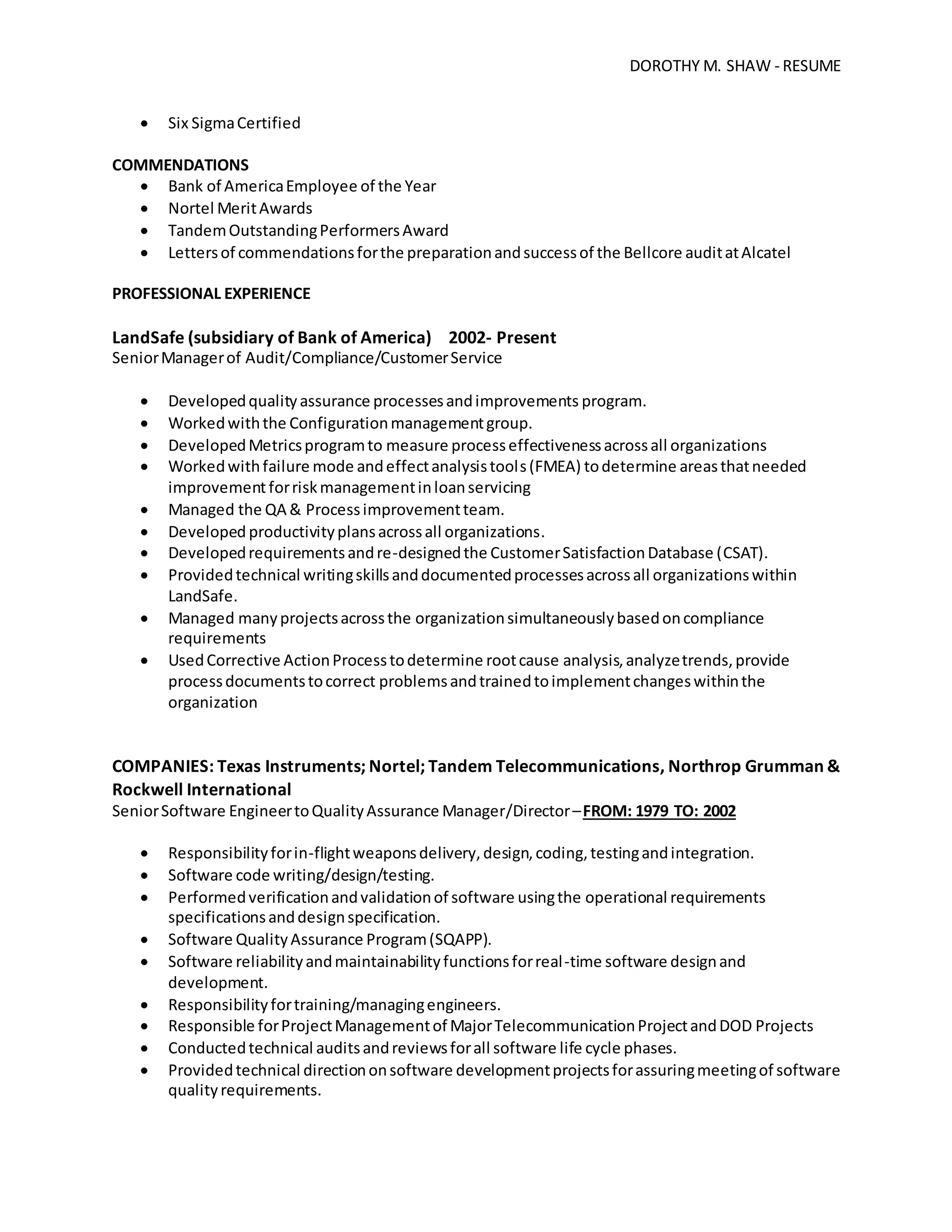 Dorothy Shaw LS Resume | DOCX