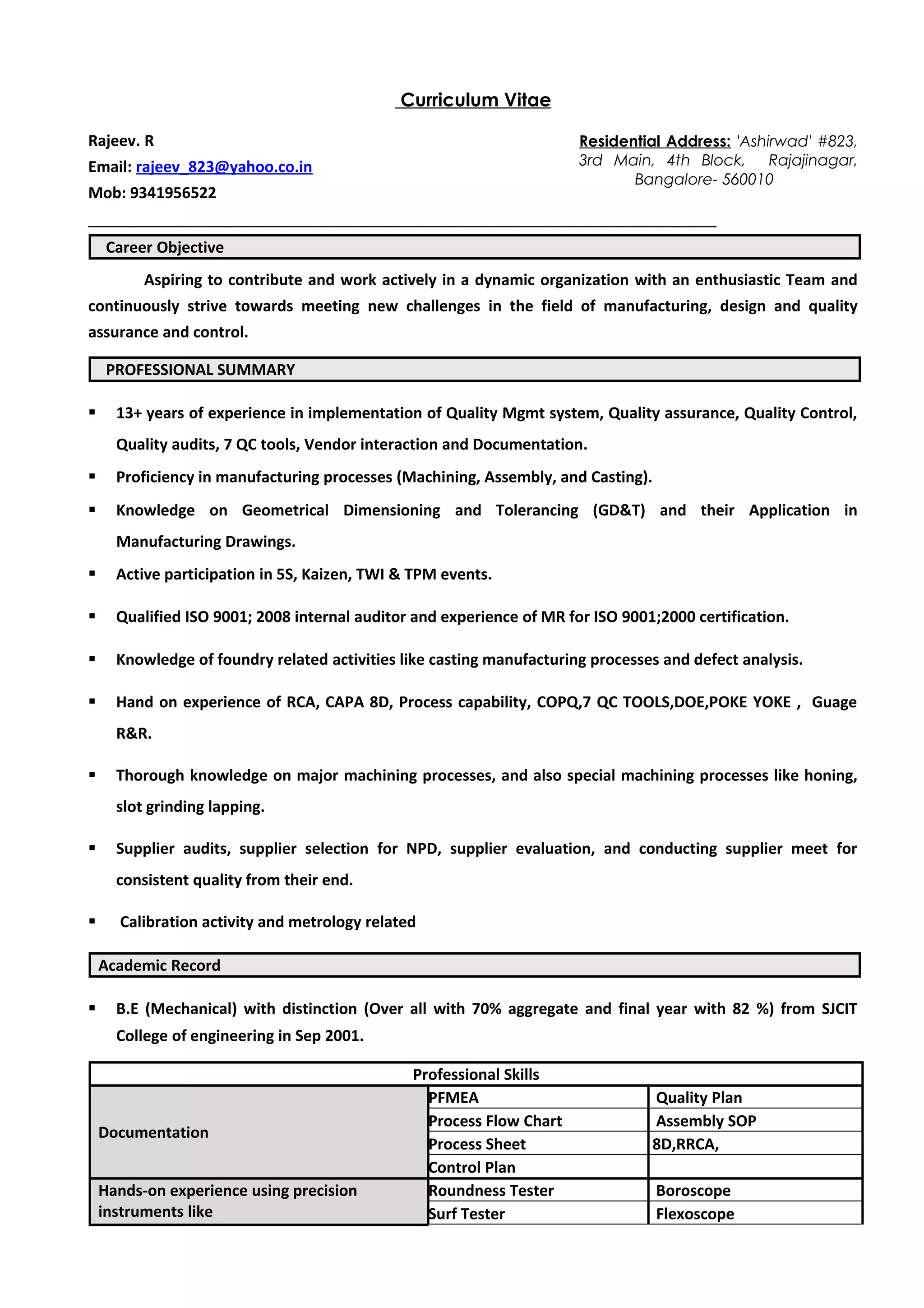 Rajeev_R_CV Updated | PDF