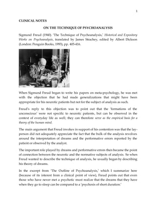 Sigmund Freud 'On the Technique of Psychoanalysis' | DOCX