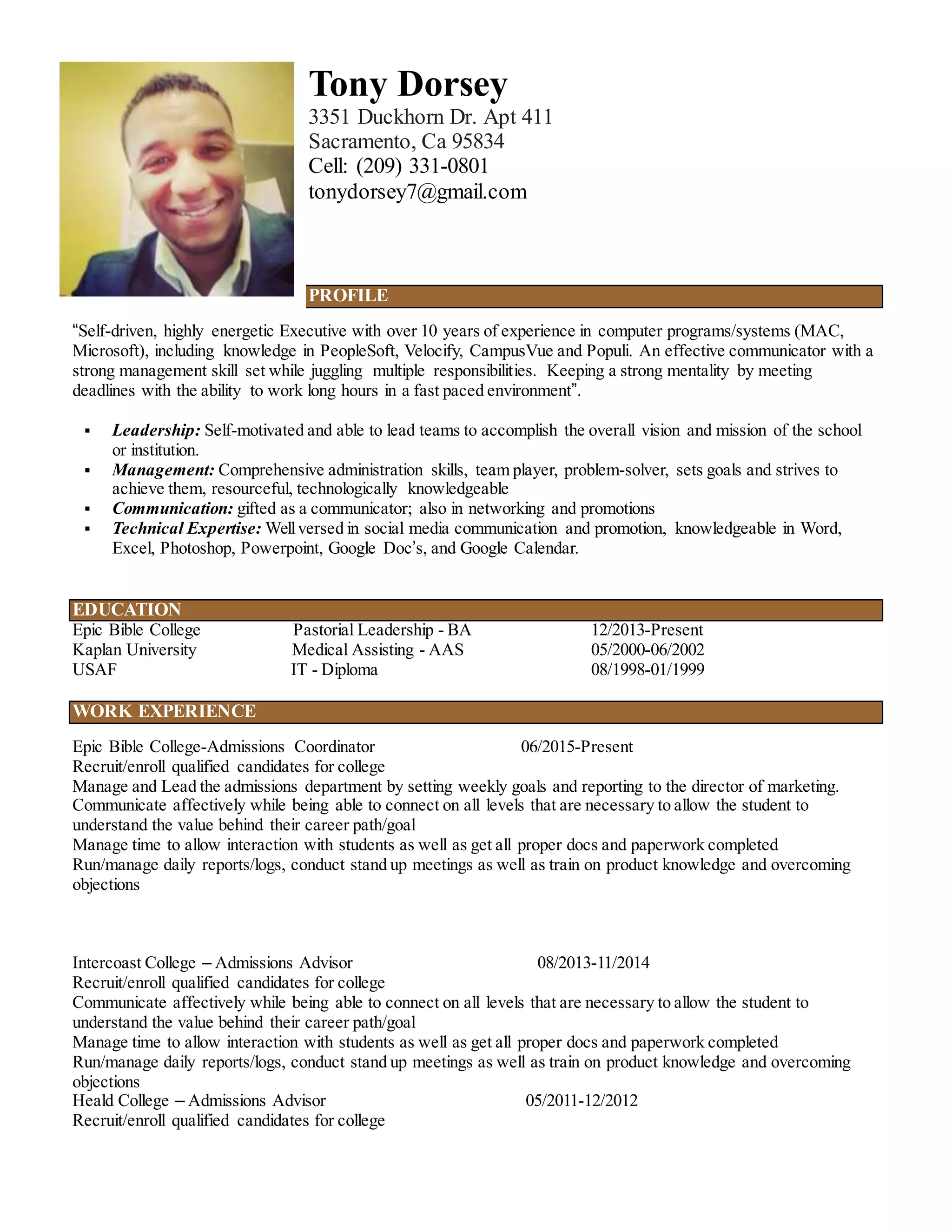 Tony Resume 2016 UPDATED | DOCX