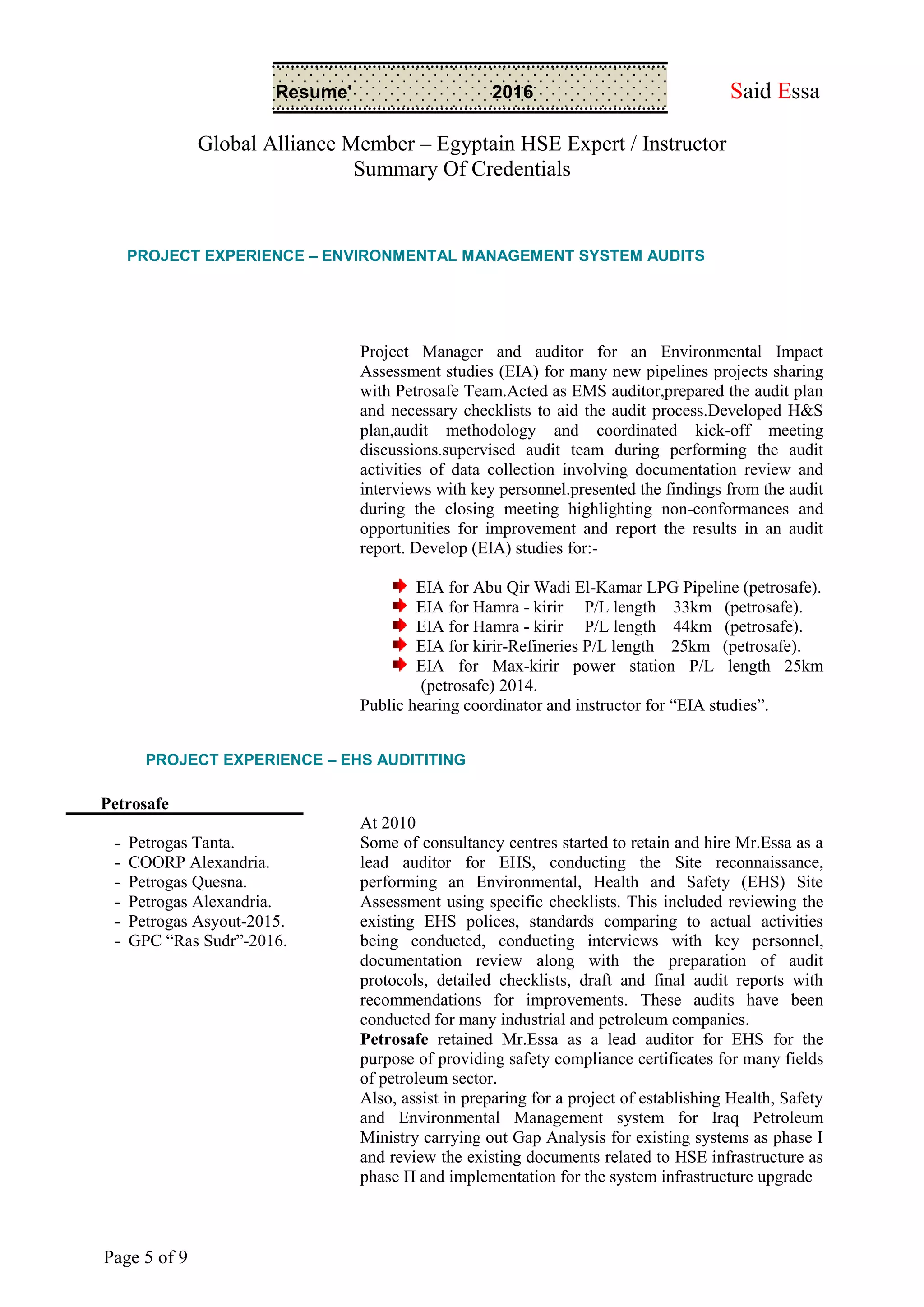 essa cv 2016 updated sept | PDF