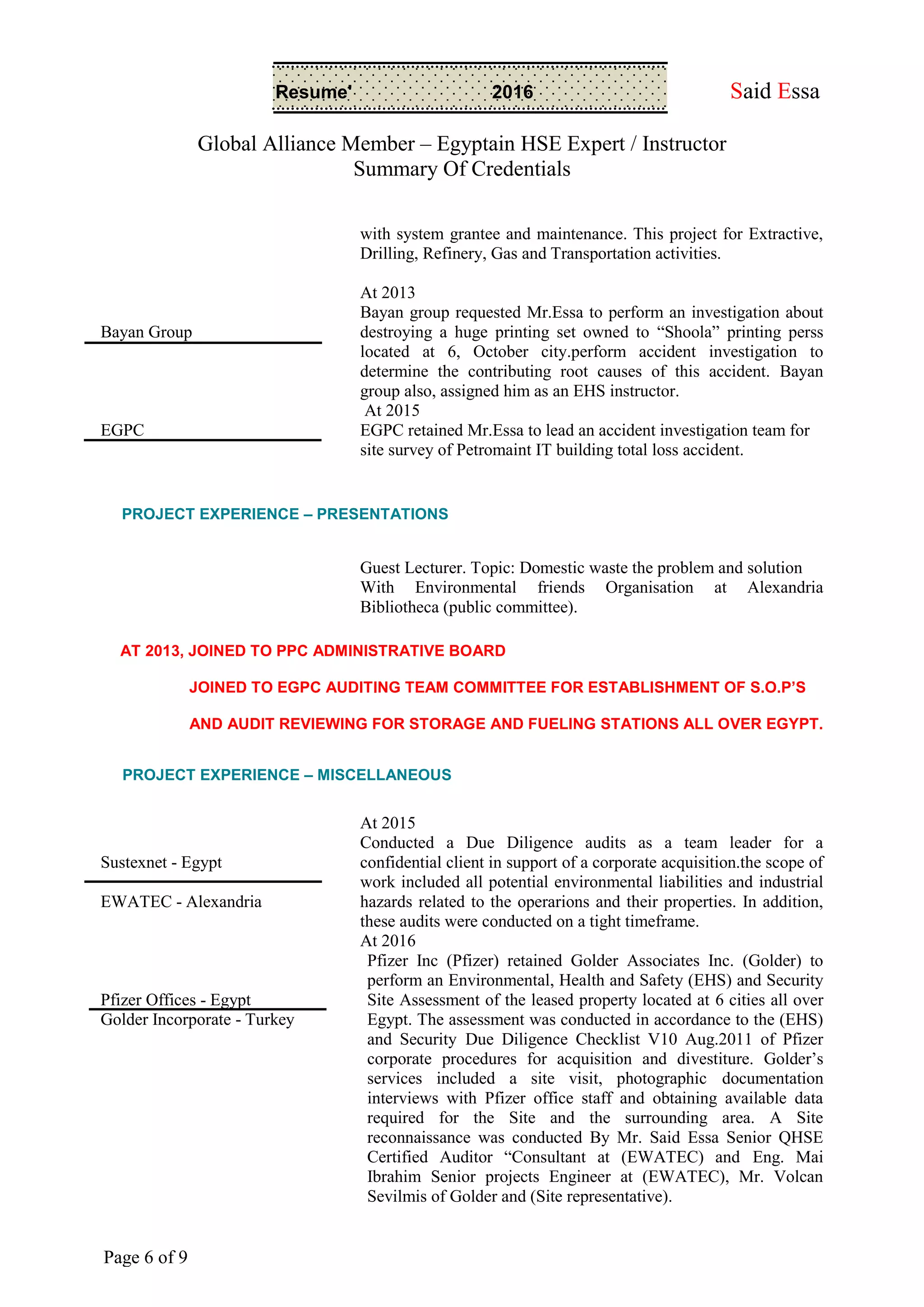 essa cv 2016 updated sept | PDF