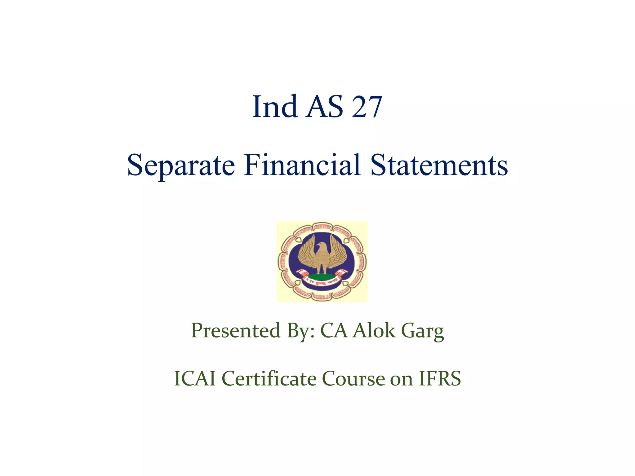 Separate Financial Statements by CA Alok Garg | PDF