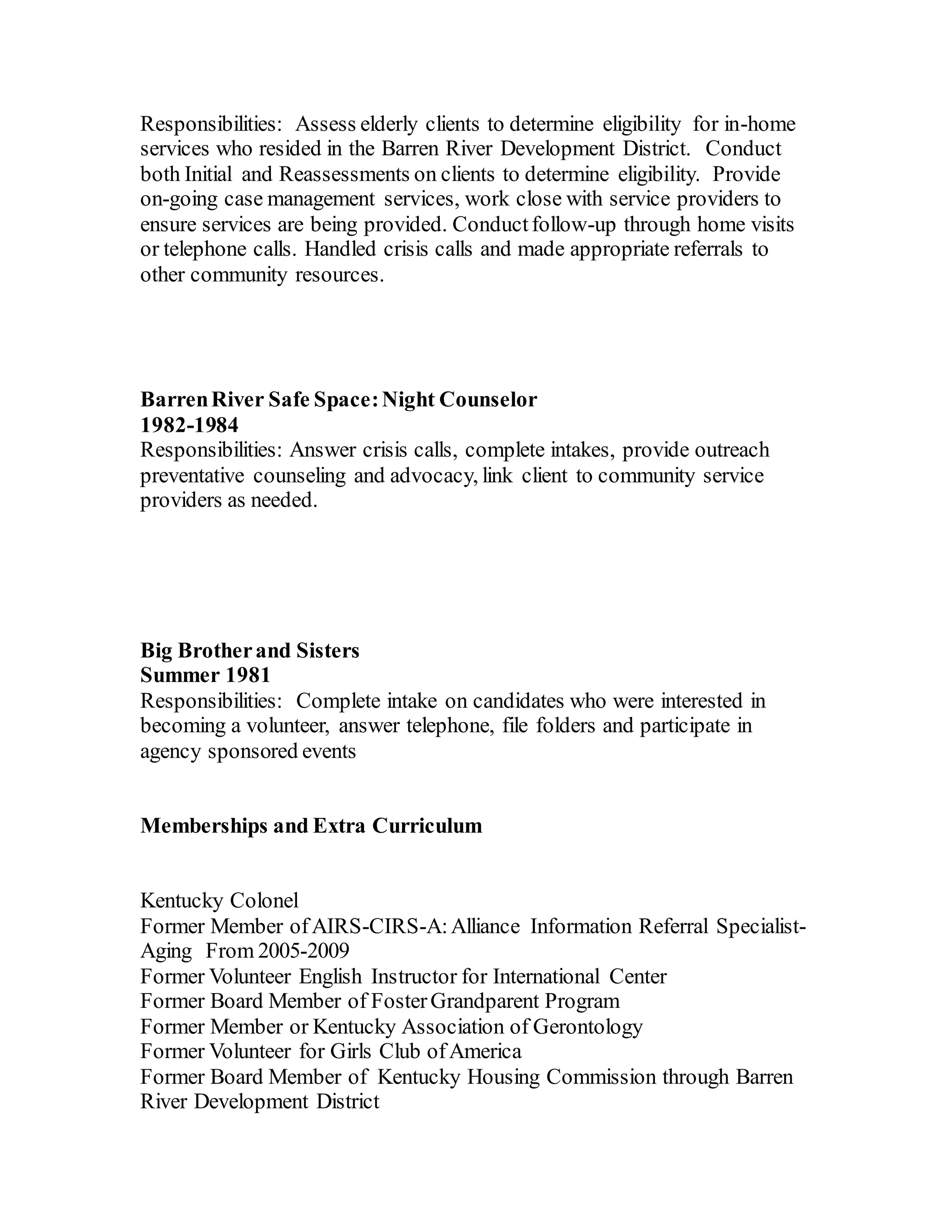 Reed+2016resume | DOCX | Eldercare | Family and Relationships